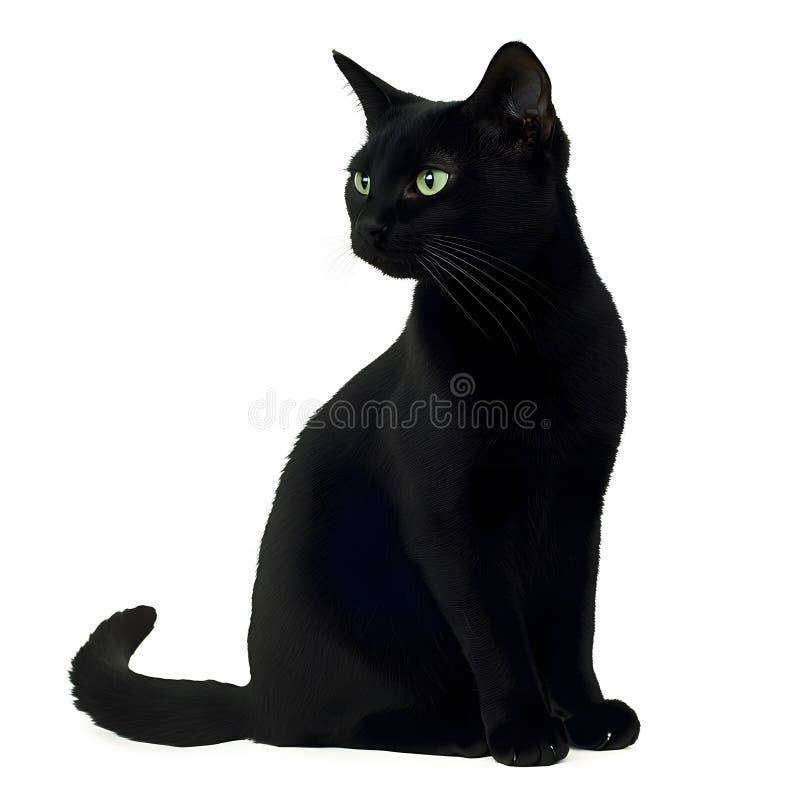 An Elegant Black Cat Gracefully Isolated in a Clean White Setting for a ...
