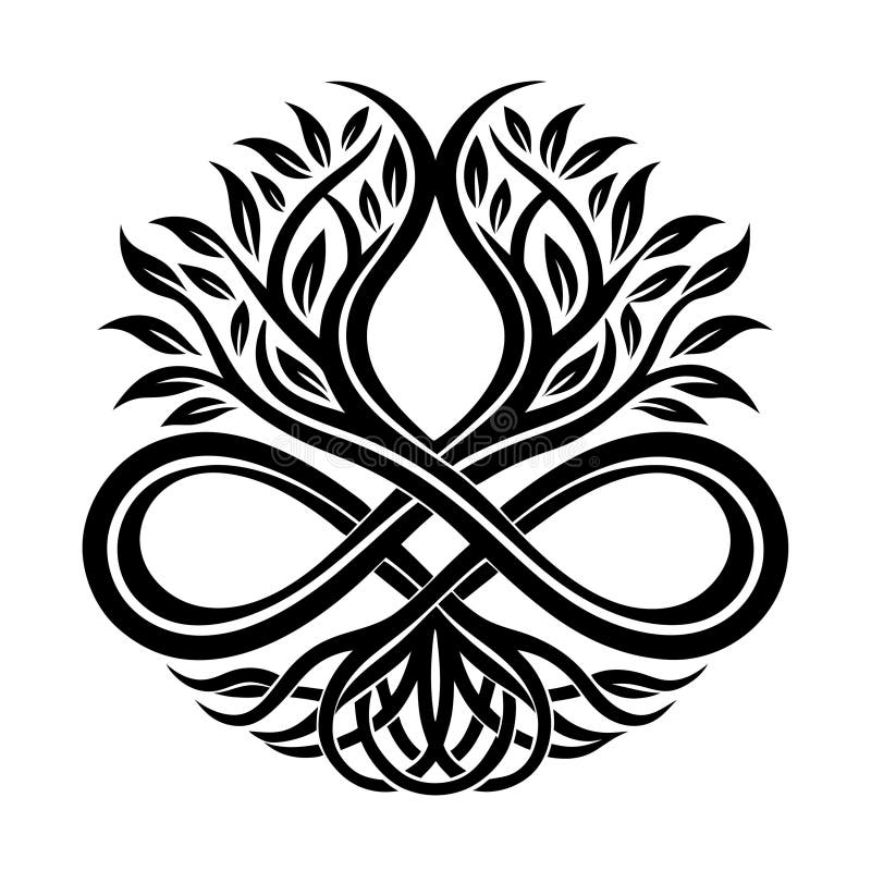 Elegant Black Celtic Tree of Life with Infinity Symbol Design Stock ...