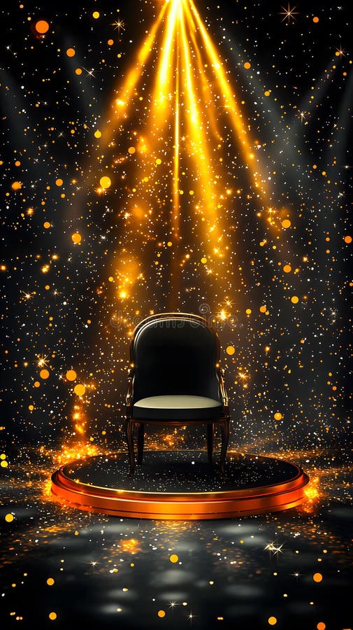 Elegant Black Chair in Golden Spotlight. Stock Illustration ...