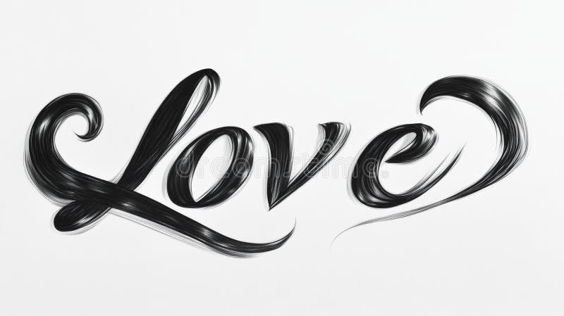 Elegant Black Cursive Text Spelling Love with a Flowing Underline on a ...