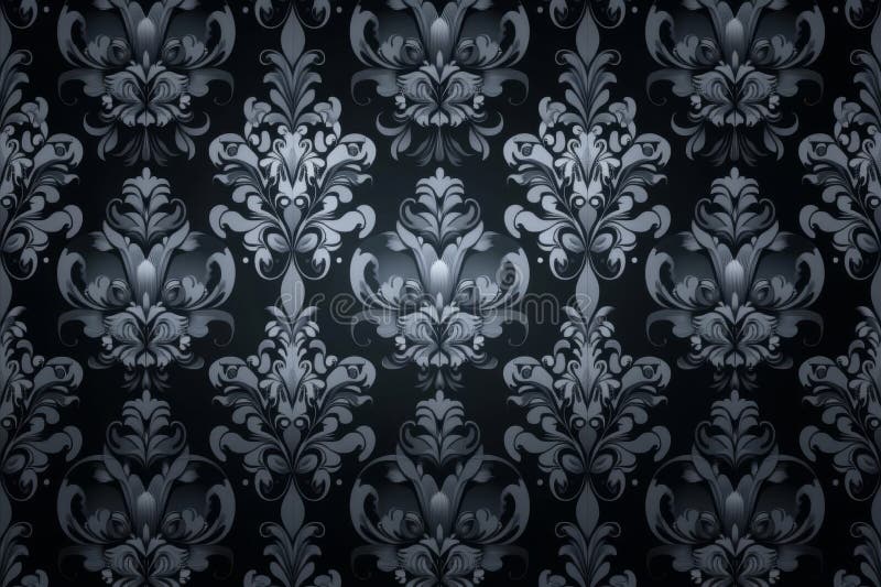Elegant Black Damask Pattern Background for Interior Decor, Art ...