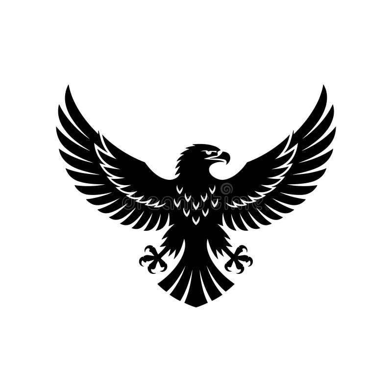 Eagle Silhouette with Spread Wings Vector Illustration Stock Vector ...
