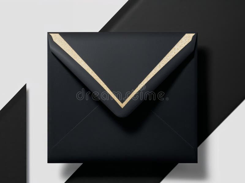 Elegant Black Envelope with Gold Accent Design. Stock Image - Image of ...