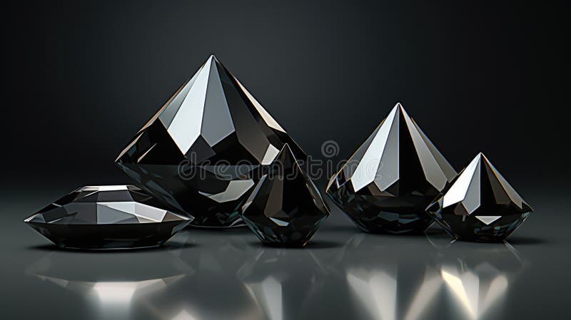 Elegant Black Gemstones on a Reflective Surface. a Composition of ...