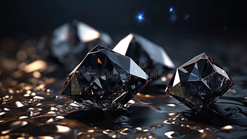 Elegant Black Gemstones on a Reflective Surface. a Composition of ...