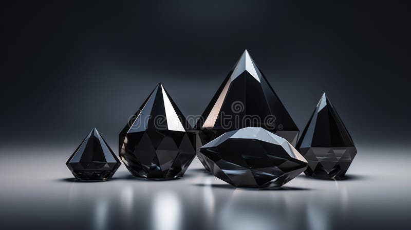 Elegant Black Gemstones on a Reflective Surface. a Composition of ...