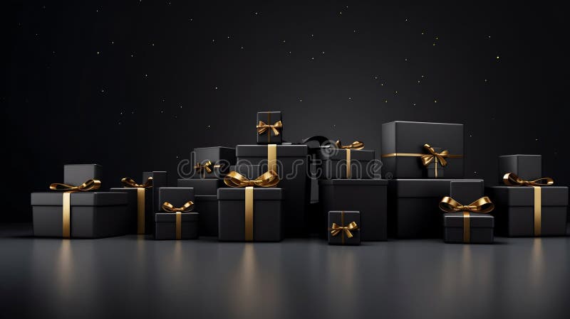 Elegant Black Gift Boxes for Black Friday. Generative Ai Stock ...