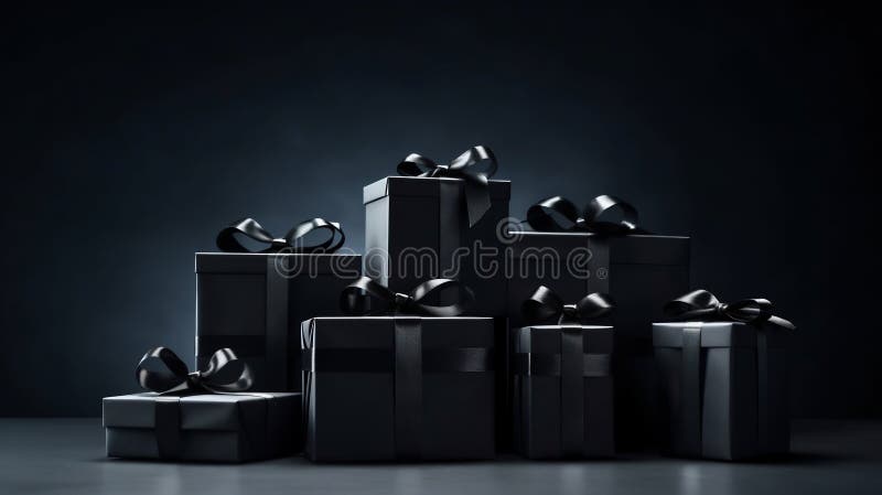 Elegant Black Gift Boxes for Black Friday. Generative Ai Stock ...