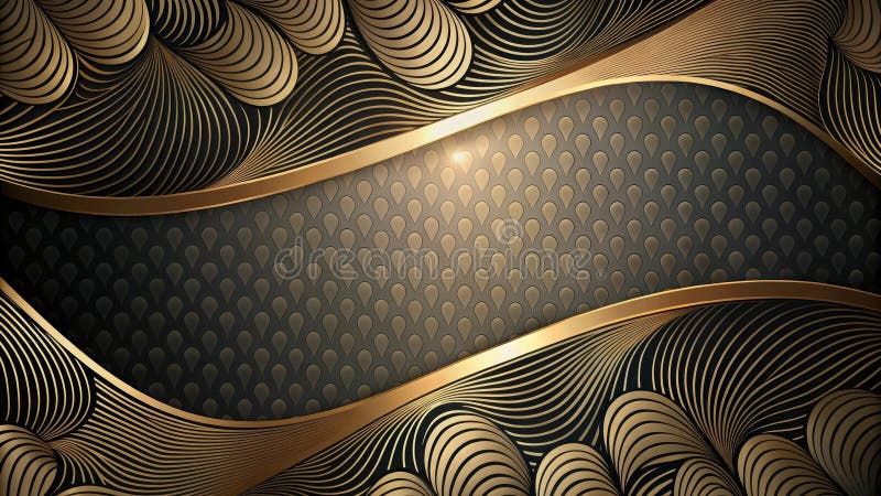 Elegant Black and Gold Abstract Design with Swirling Lines and Teardrop ...