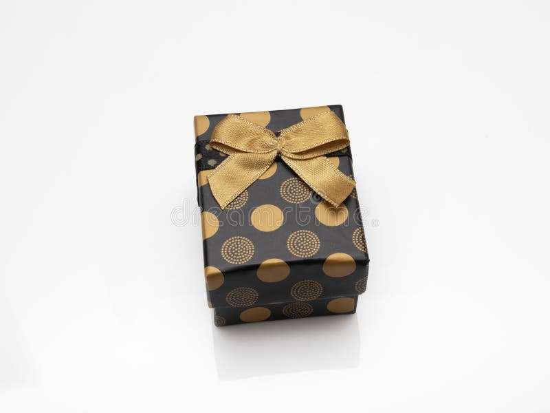 Elegant Black and Gold Gift Box with Bow Stock Photo - Image of ...