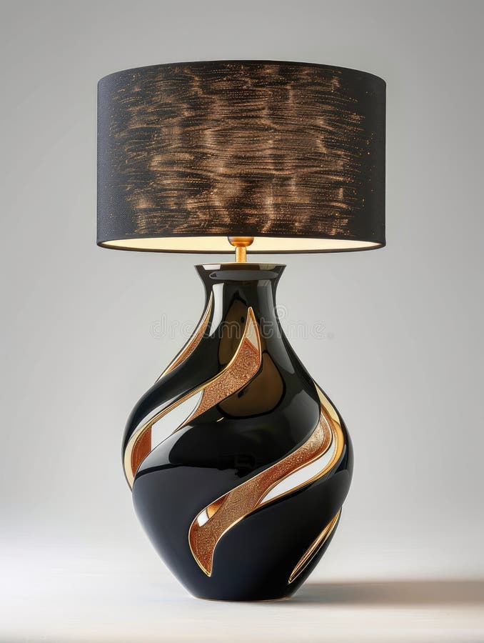 Elegant Black and Gold Modern Lamp with Unique Design Stock ...