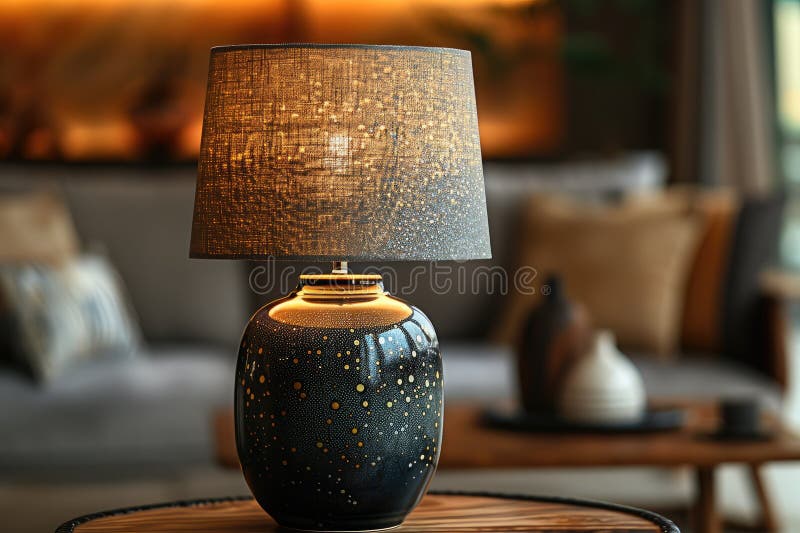 Elegant Black and Gold Modern Lamp with Unique Design Stock ...