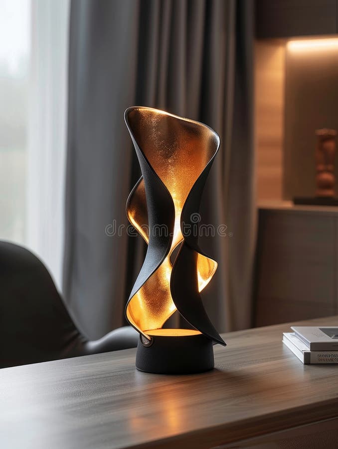 Elegant Black and Gold Modern Lamp with Unique Design Stock ...