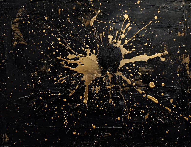 Elegant Black and Gold Paint Splatters Abstract Background Stock Photo ...