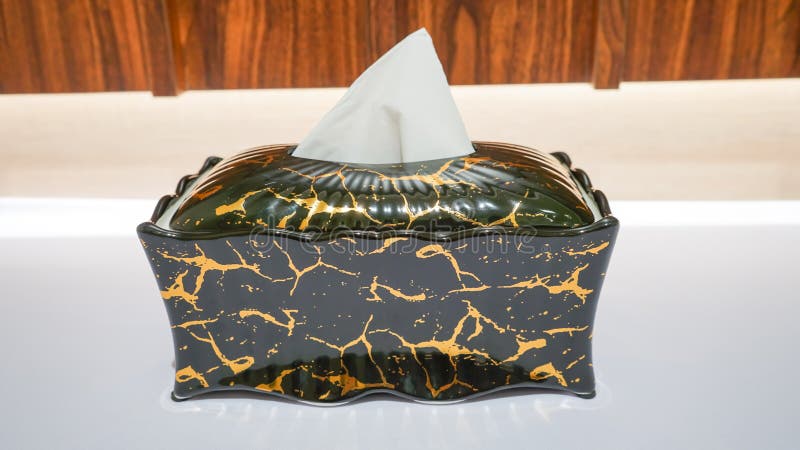 Elegant Black and Gold Patterned Tissue Box Stock Photo - Image of ...