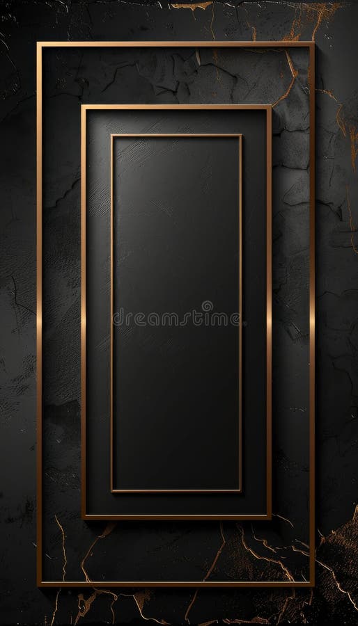 Elegant Black and Gold Rectangular Frame with Textured Background Stock ...