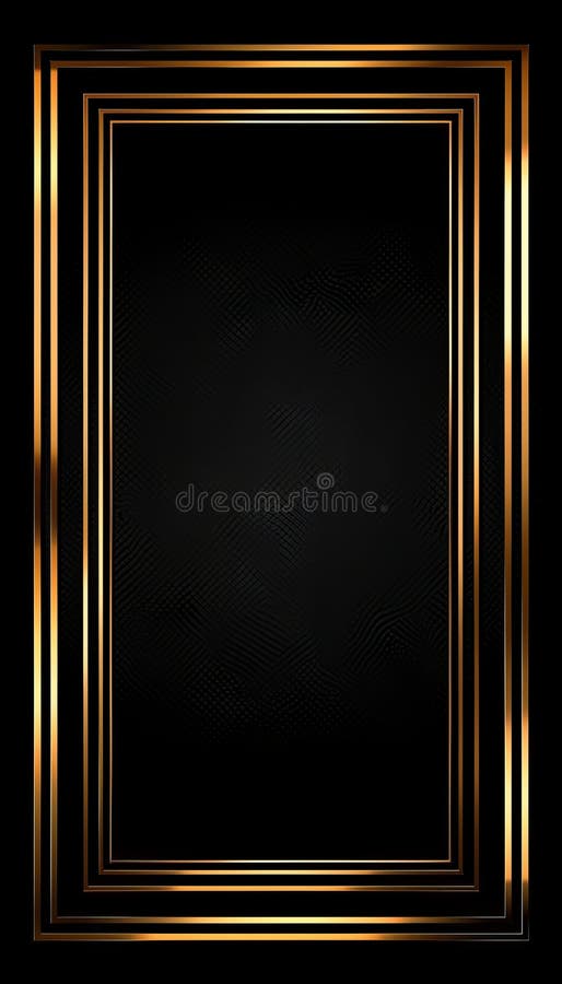 Elegant Black and Gold Rectangular Metallic Frame on Dark Background ...