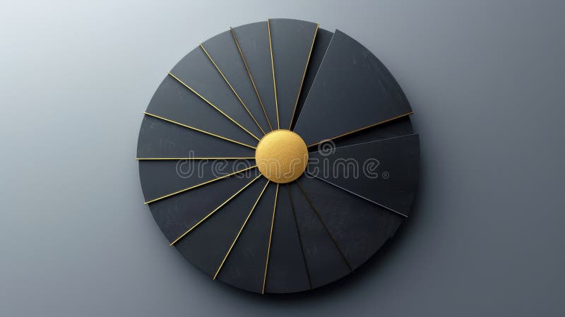 Elegant Black and Gold Segmented Radial Artwork Stock Image - Image of ...