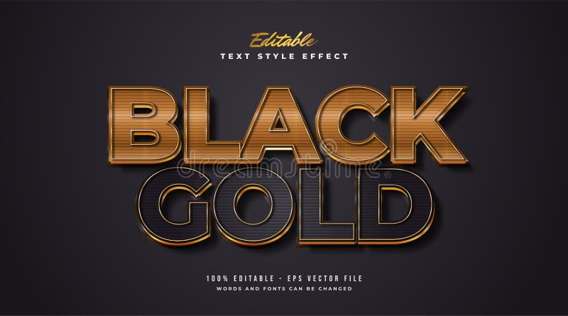 3D Black and Gold Text Style with Embossed Effect. Editable Text Style ...