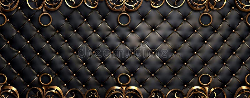 Elegant Black and Gold Tufted Fabric Design with Intricate Patterns ...