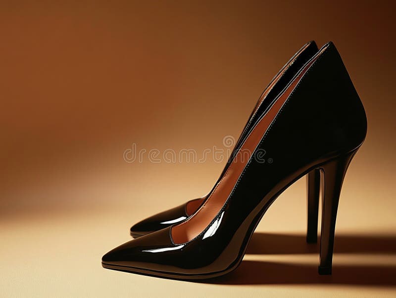 Elegant Black High Heel Shoes on Warm Background Stock Photo - Image of ...