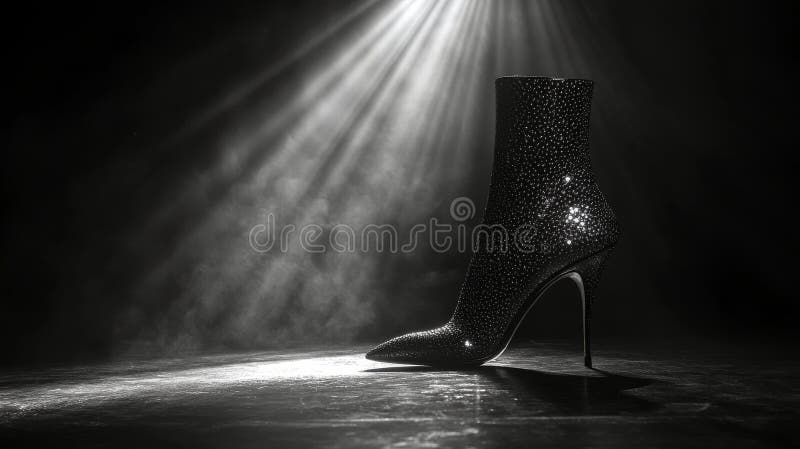 Elegant Black High-heeled Ankle Boot Showcasing Unique Design in ...