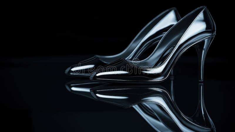 Elegant Black High Heels Reflecting on Glossy Surface in Stylish ...