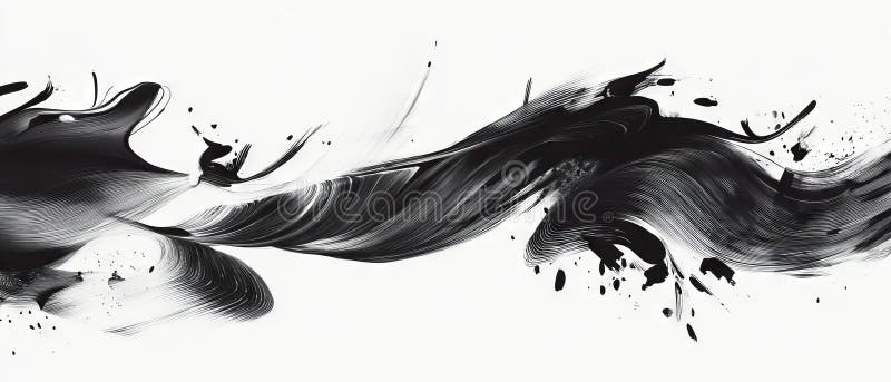 Elegant Black Ink Calligraphic Patterns on a Smooth White Background ...