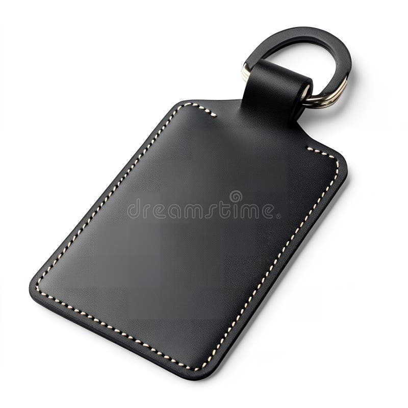 Elegant Black Leather Keychain Tag Blank Template for Branding Mockup ...