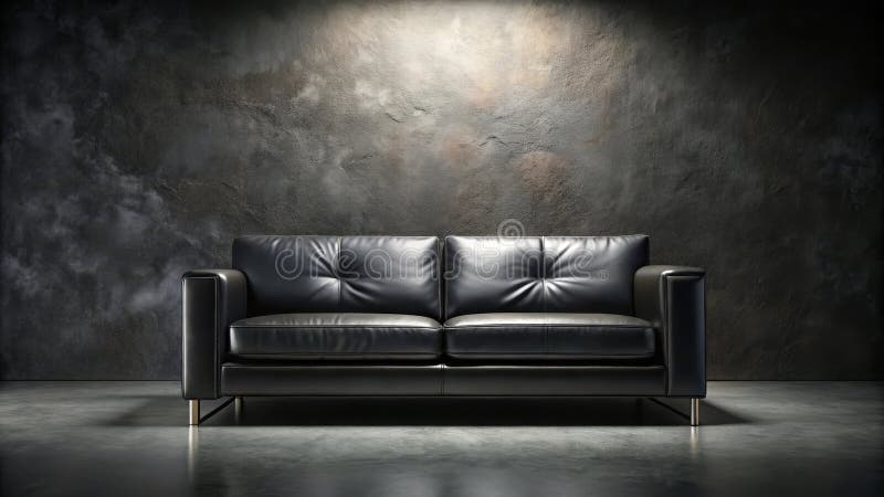 Elegant Black Leather Sofa in a Modern Minimalist Setting. Generative ...