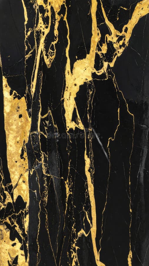 Elegant Black Marble Background Texture with Golden Veins in Vertical ...