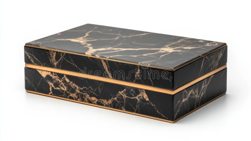 Elegant Black Marble Box with Gold Accents Stock Illustration ...