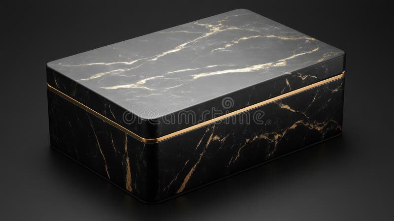 Elegant Black Marble Box with Gold Accents Stock Illustration ...