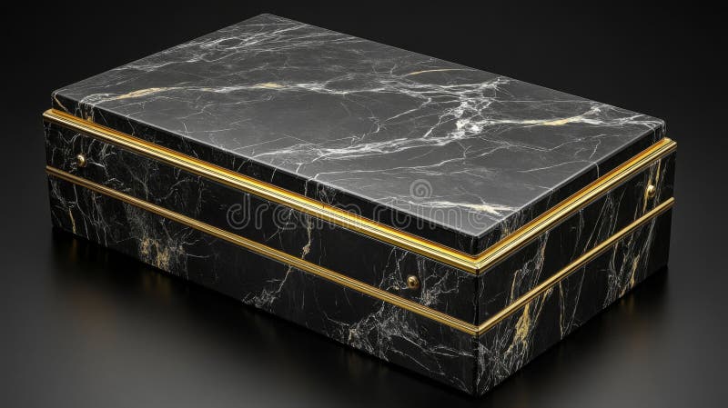 Elegant Black Marble Box with Gold Accents Stock Illustration ...