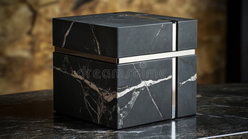 Elegant Black Marble Box with Silver Accents Stock Illustration ...