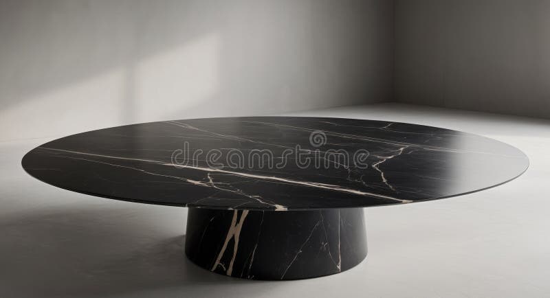 Elegant Black Marble Round Dining Table Design Stock Photo - Image of ...
