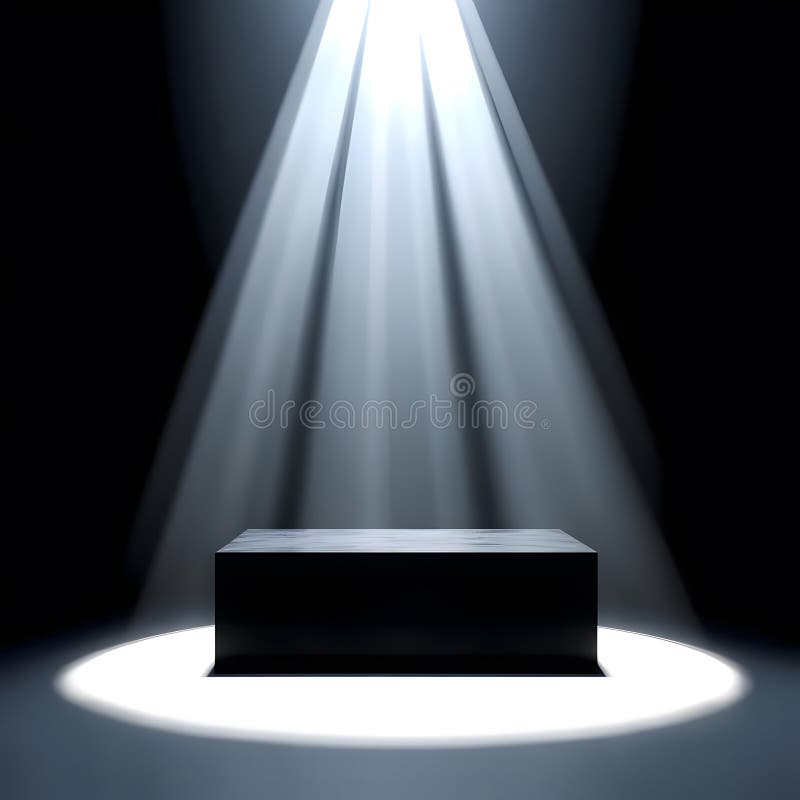 Elegant Black Metal Podium with Dramatic Lighting Stock Illustration ...