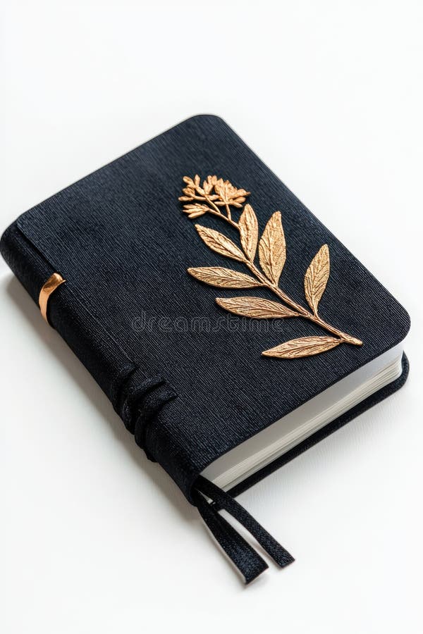 Elegant Black Notebook with a Gold Leaf Design Perfect for Journaling ...