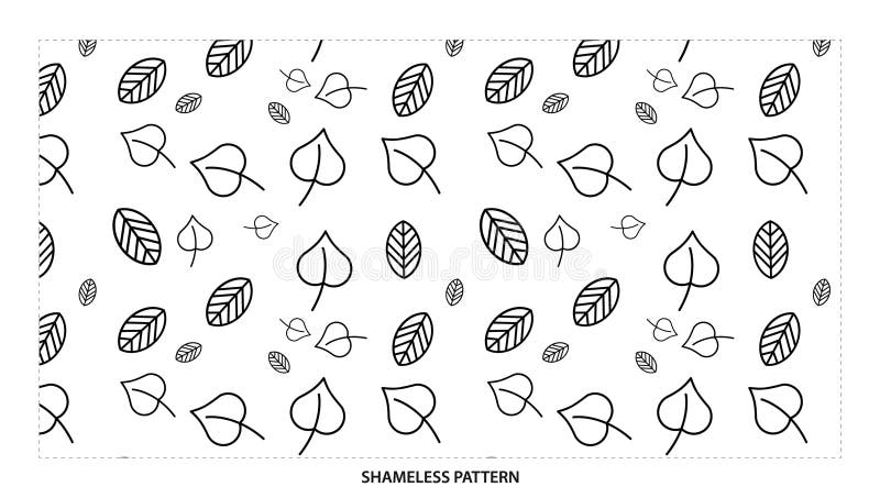 Elegant Black Outline Assorted Leaf Shapes Seamless Pattern Stock ...