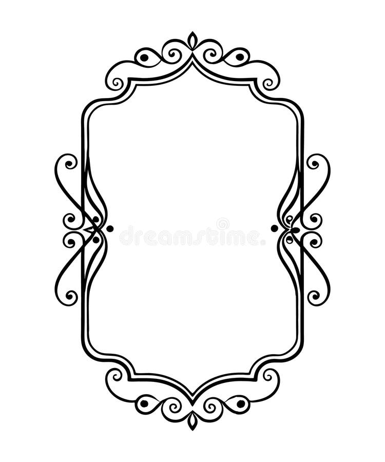 Elegant Black Outline Frame with Ornate Flourishes, Decorative Vector ...
