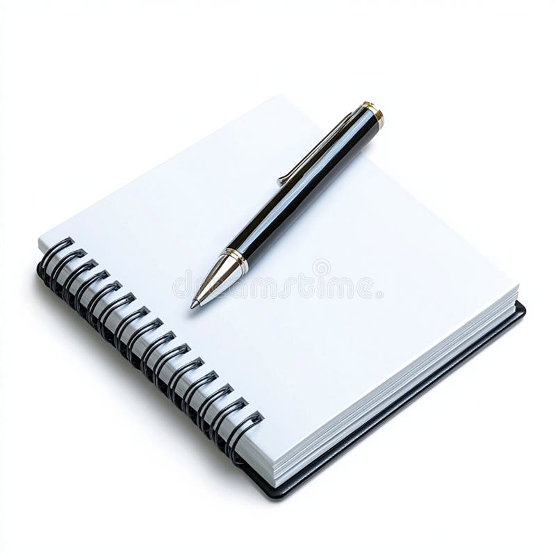 Elegant Black Pen on Spiral Notebook Paper Blank Work Tool Diary Clean ...