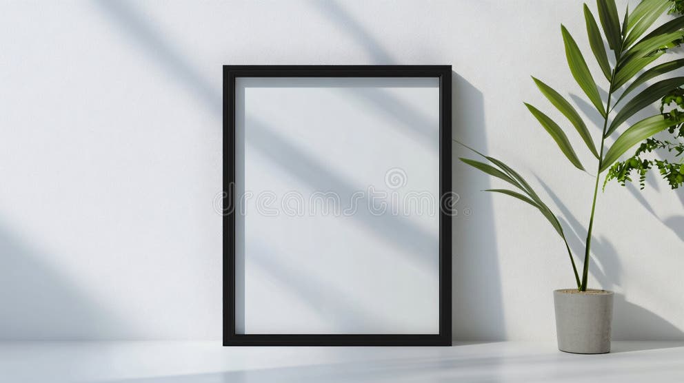 Elegant Black Picture Frame Mockup Isolated on White Background Stock ...