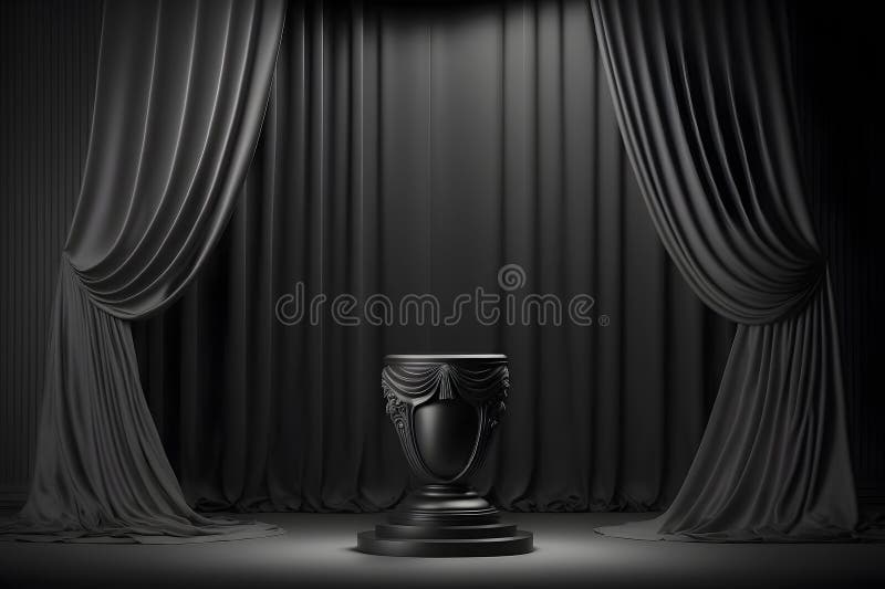 Elegant Black Podium for Product Presentation, Illustration Ai ...