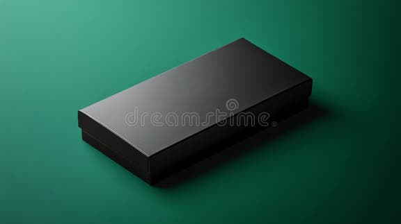 Elegant Black Rectangular Box Mockup with Polished Finish on Deep Green ...