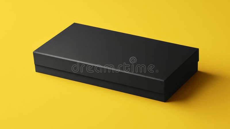 Elegant Black Rectangular Box Mockup on Yellow Background Showcasing ...