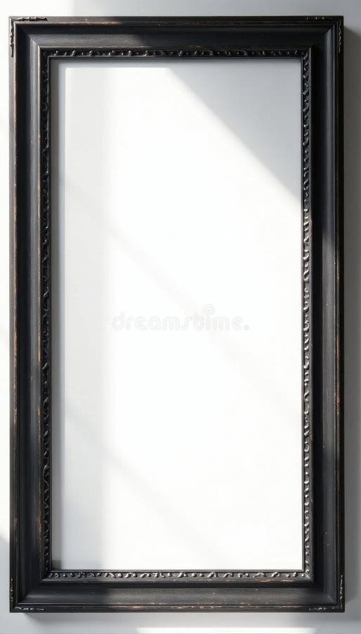 Elegant Black Rectangular Frame Against Bright White Backdrop , Simple ...