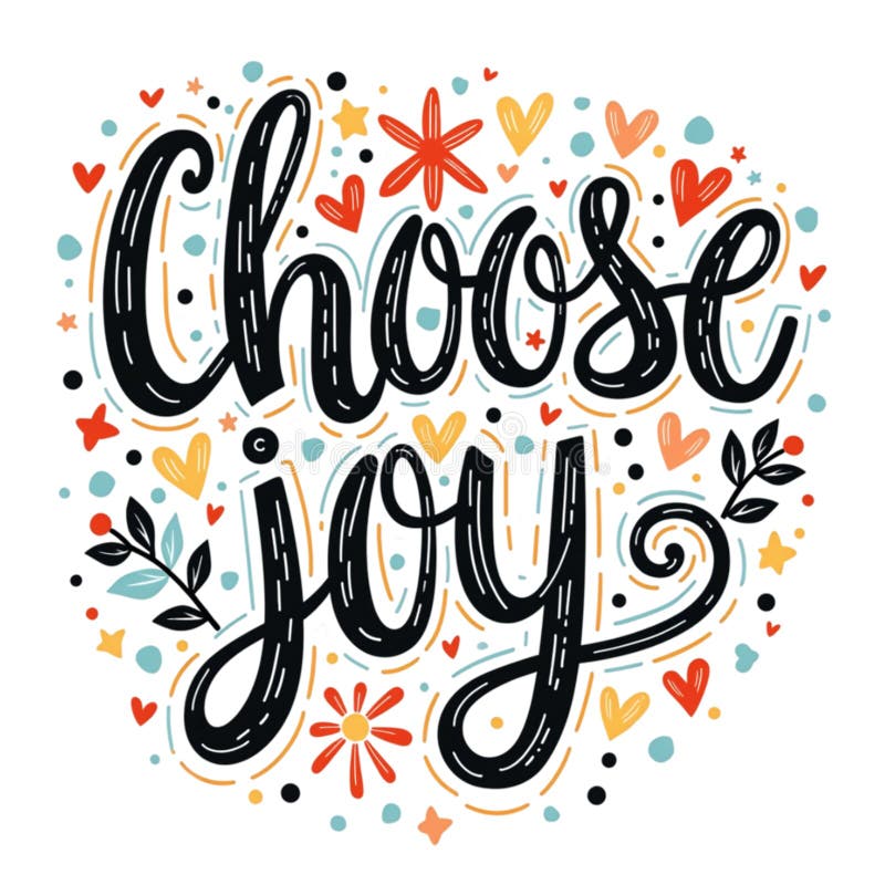 Elegant Black Script Spells Out Choose Joy Whit Hearts Stock ...