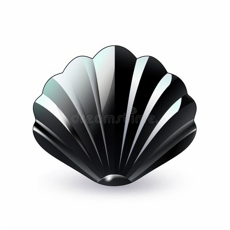 Elegant Black Seashell Vector in Liquid Metal Style Stock Illustration ...