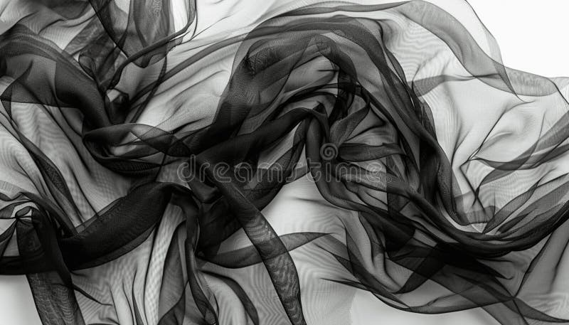 Elegant Black Sheer Fabric Flow Stock Illustration - Illustration of ...