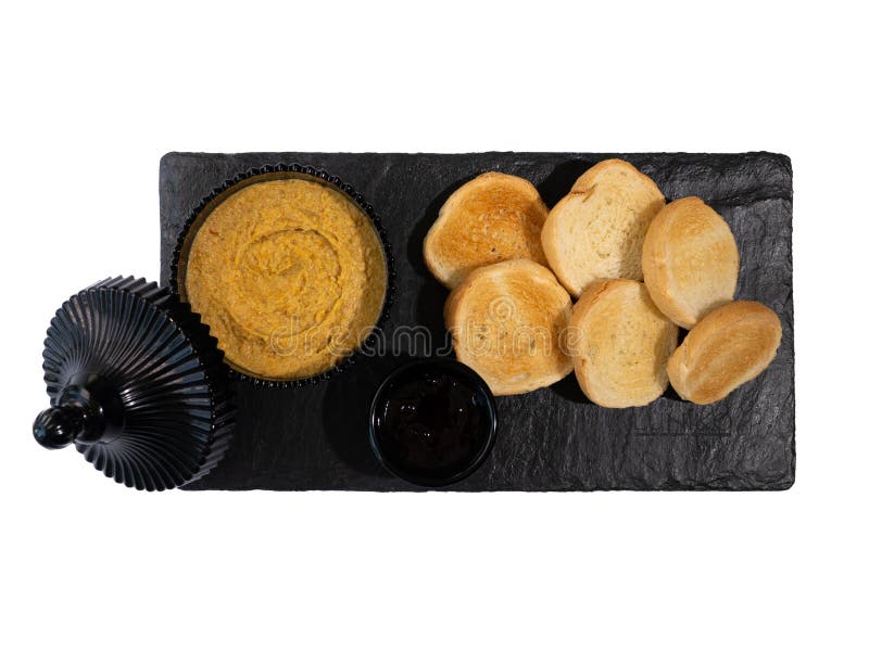 Elegant Black Slate Serving Platter with Hummus and Toasted Bread ...